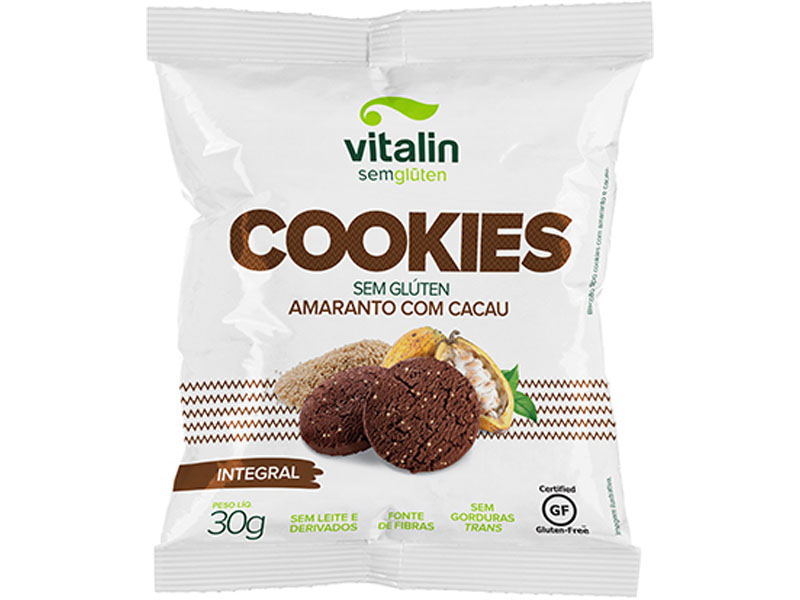 Cookies Amaranto com Cacau Integral Vitalin 30g – Mercadodatia